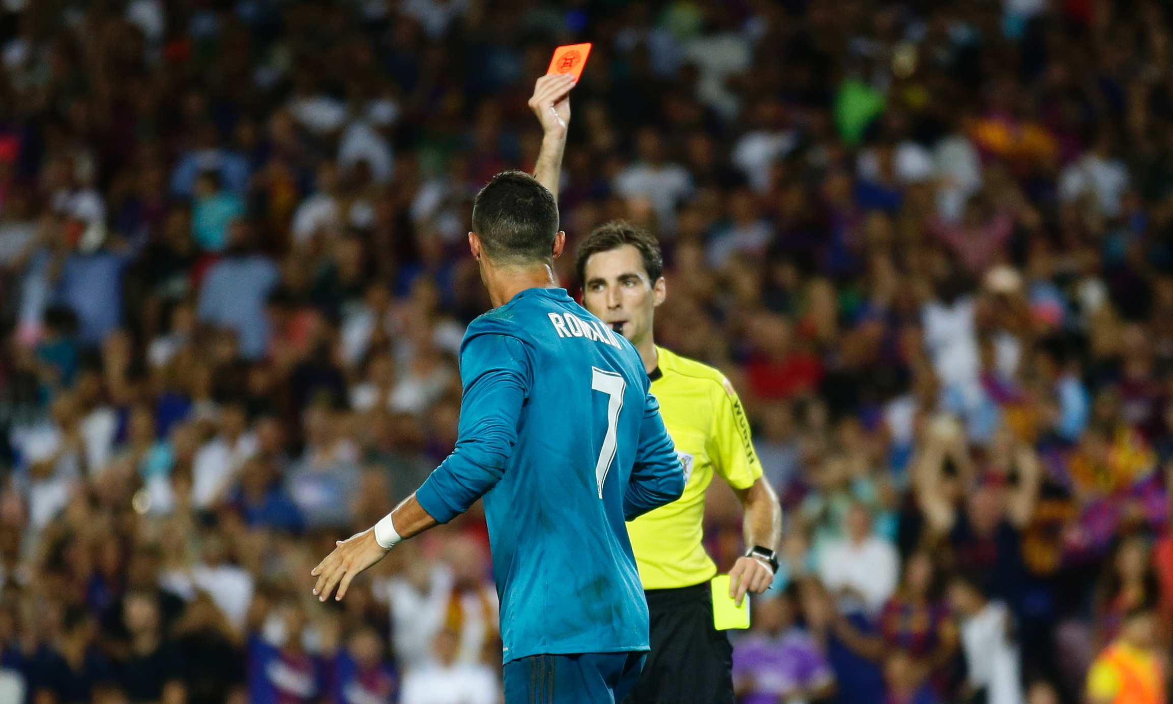 Cristiano Ronaldo sent off after dive, pushes referee following goal ...