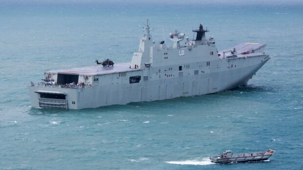 Navy's HMAS Adelaide docks in Brisbane - ABC News