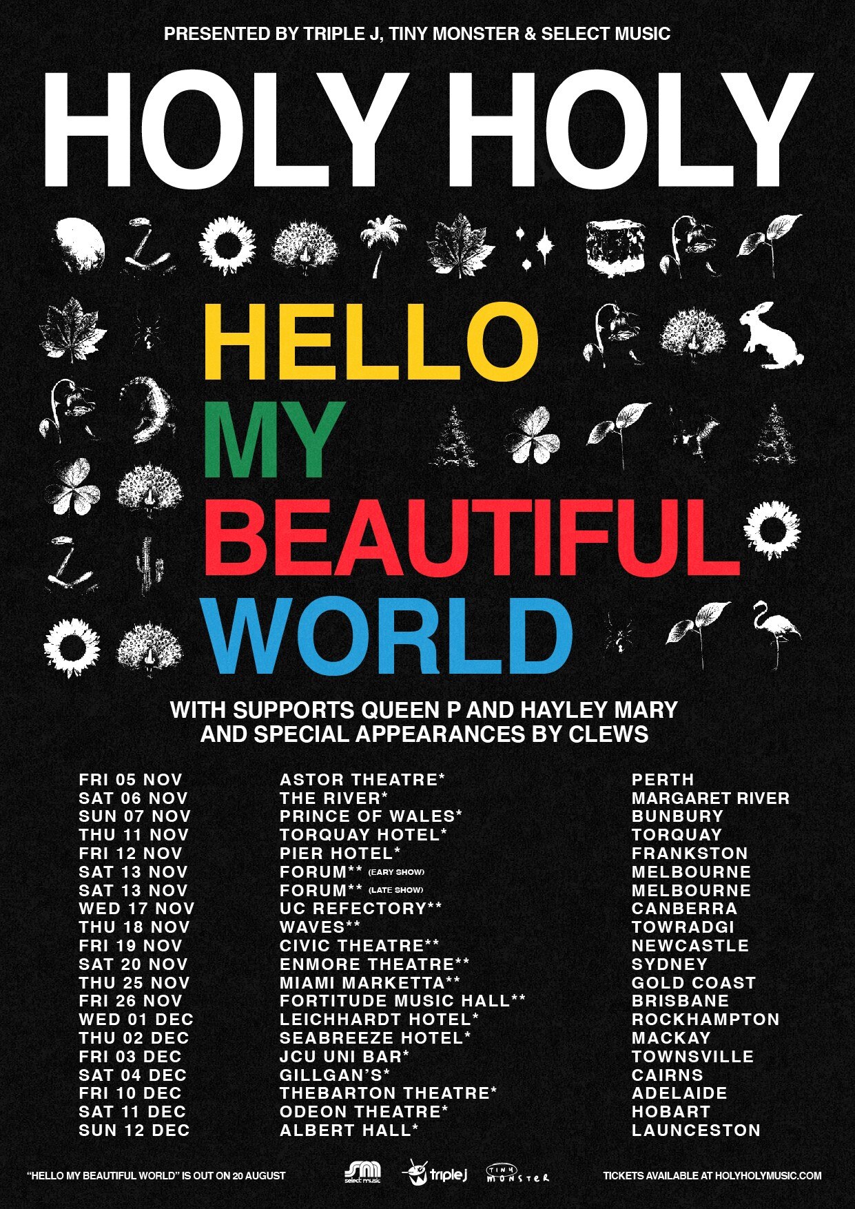 Holy Holy tour and Hello My Beautiful World album is on its way - triple j