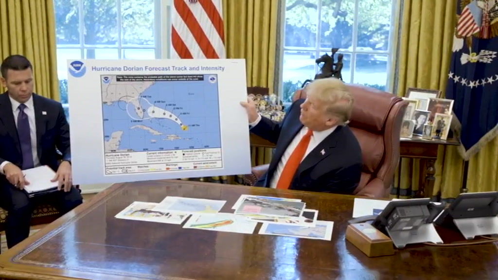Donald Trump shows a map of Hurricane Dorian's projected path - ABC News