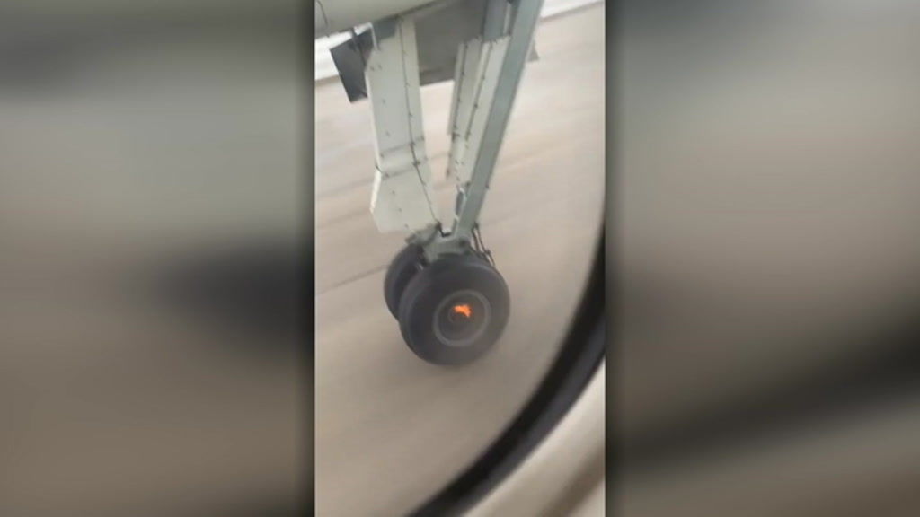 Aircraft wheel catches fire and falls off in take-off - ABC News