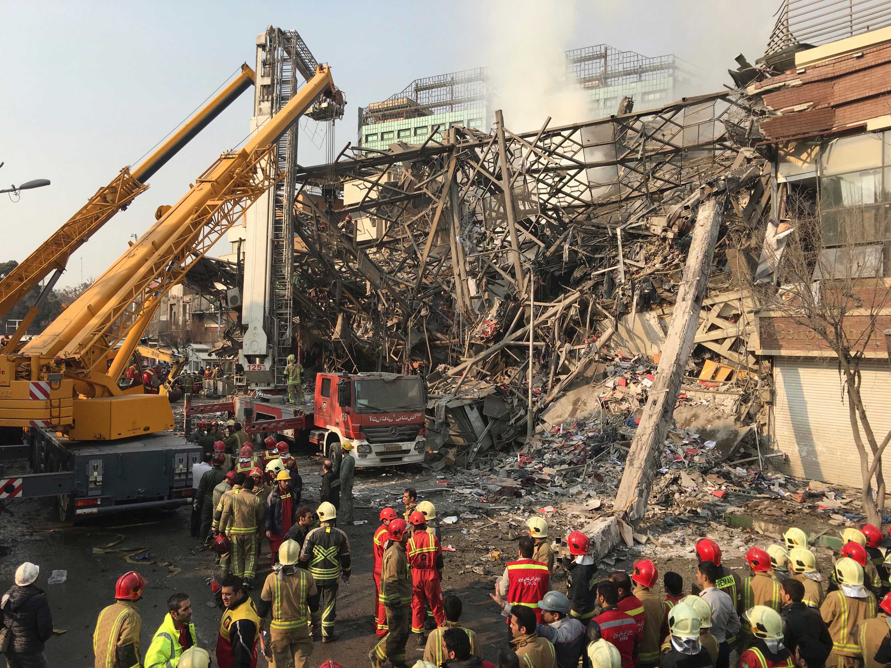 Tehran fire: Iconic Plasco building collapses killing 20 firefighters ...