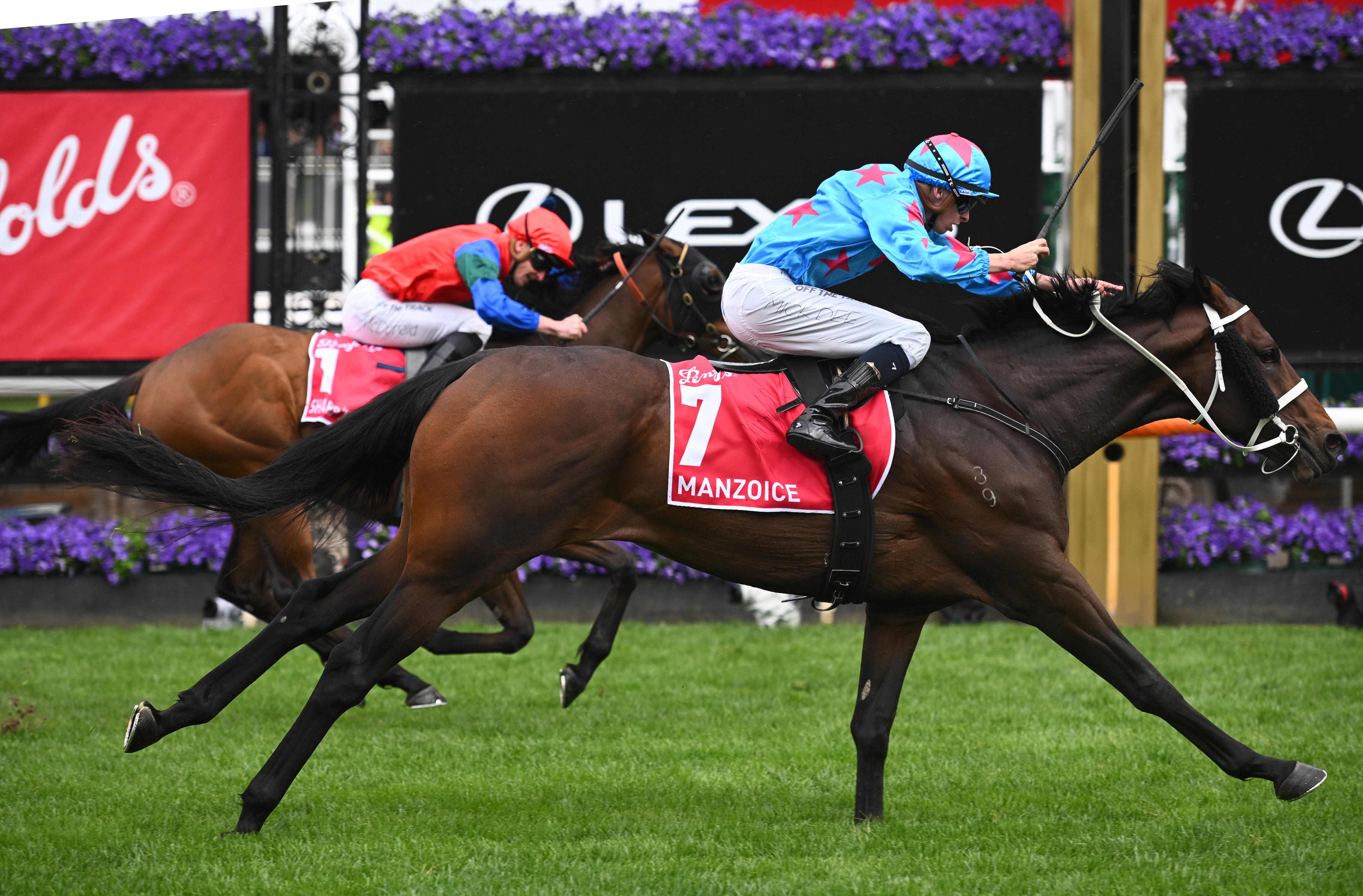 Manzoice a surprise Victoria Derby winner for Chris Waller, edging ...