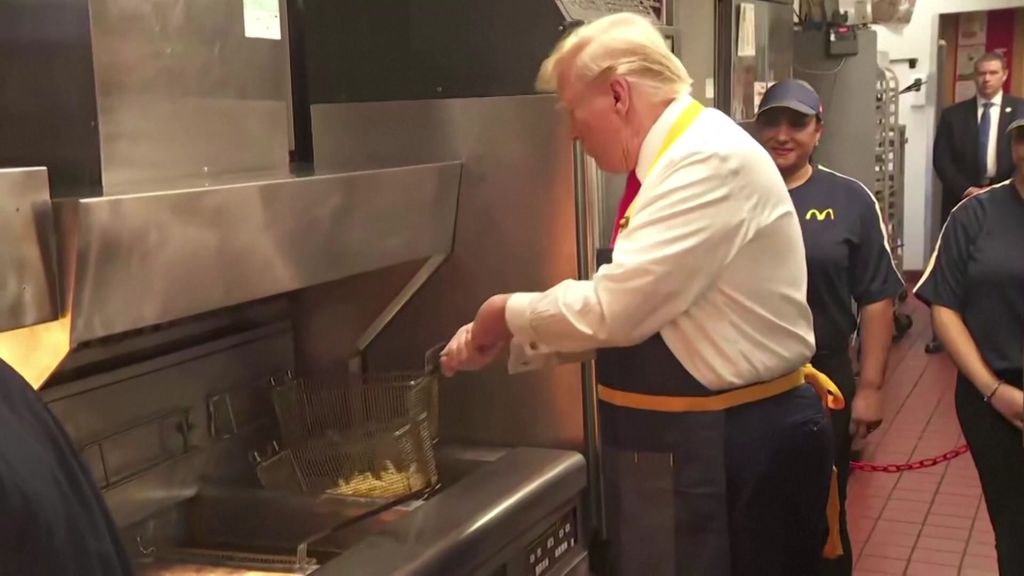 Donald Trump shakes fries at McDonald's on campaign trail - ABC News