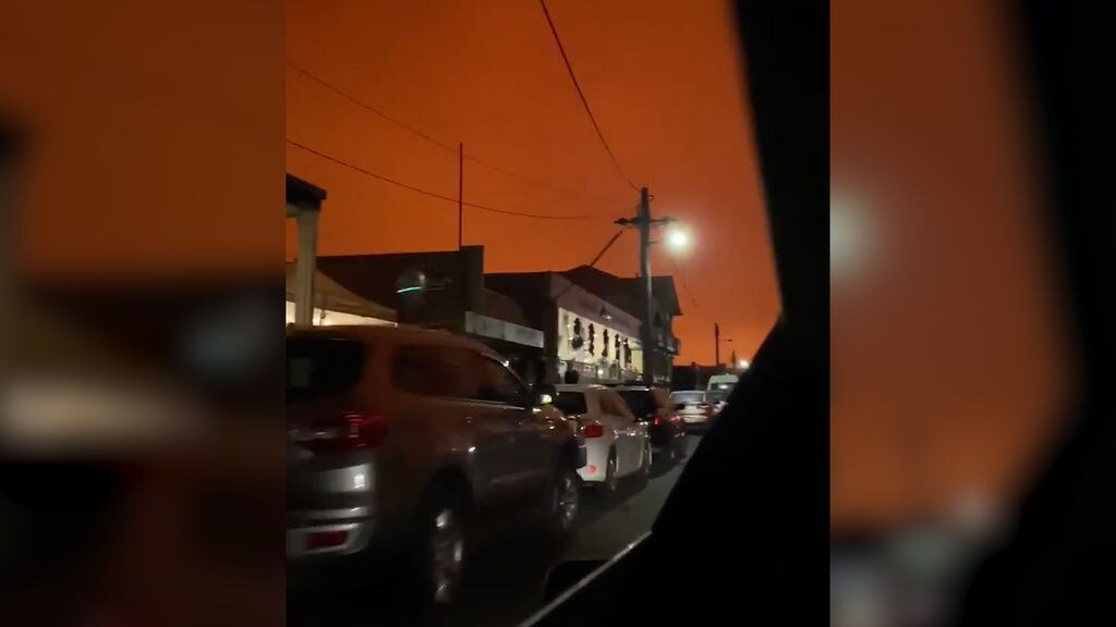 Bermagui was covered in smoke by the fires. (Twitter: Fun Factory ...