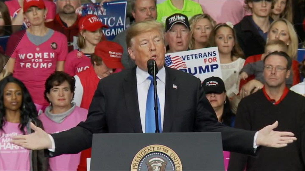 Trump slams media at campaign rally shortly after pipe bomb suspect ...