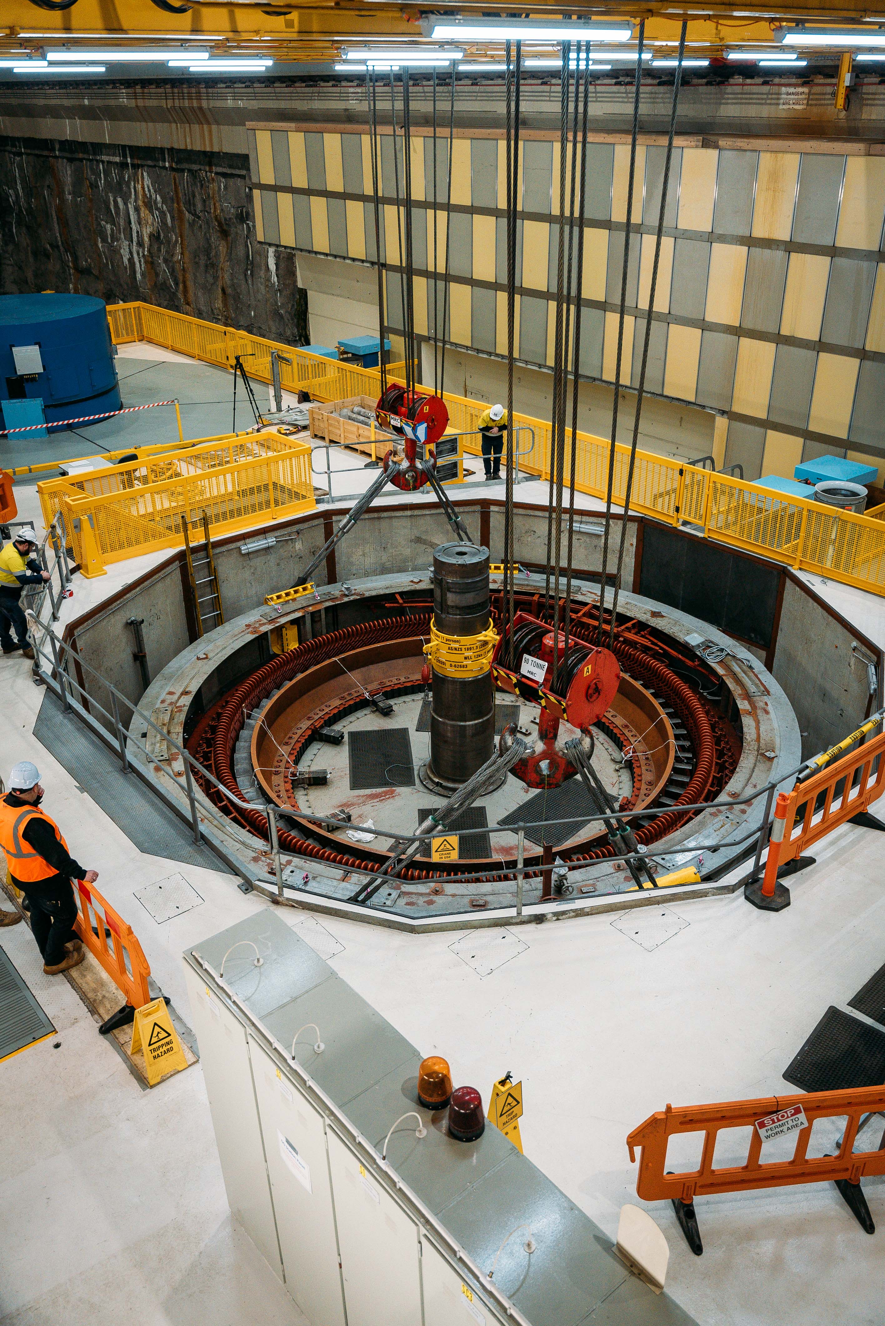 Two of the three turbines at Tasmania's Gordon Power Station undergoing ...