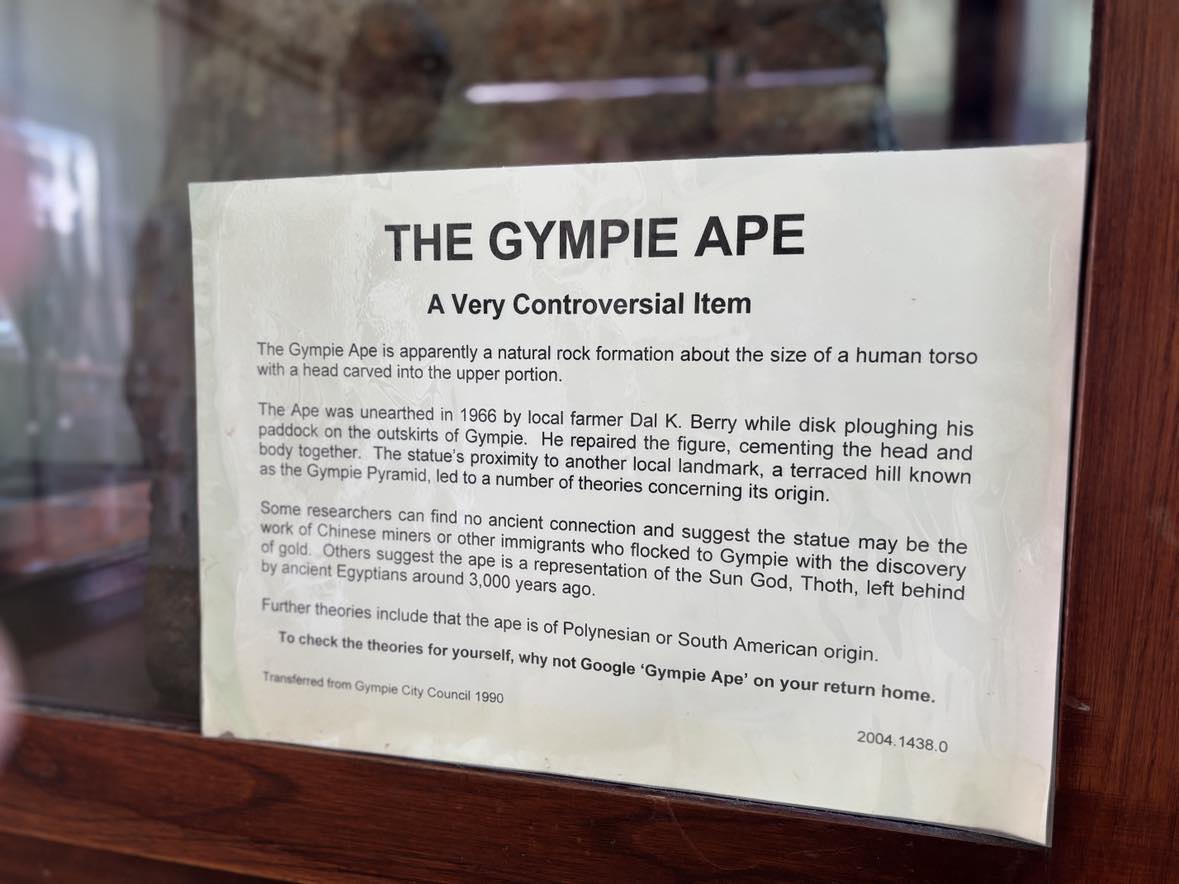'Gympie Ape' statue found in paddock baffles museum visitors 60 years ...