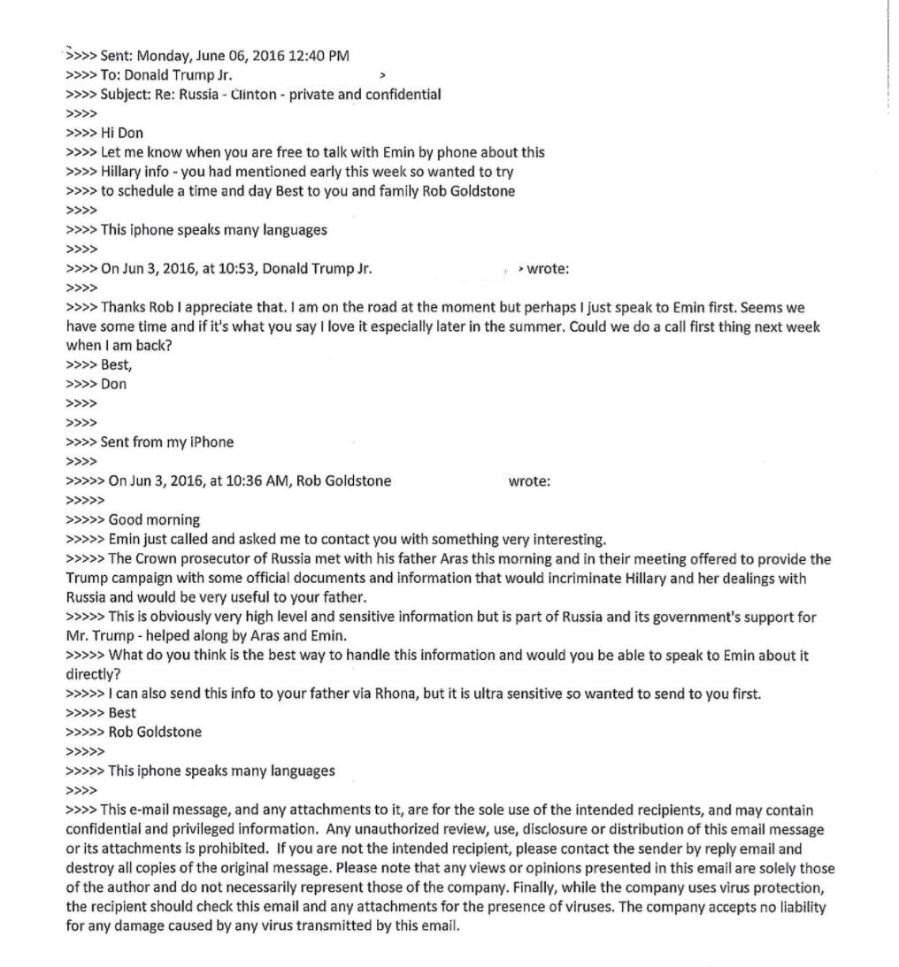 Donald Trump Jr releases email plans to meet Russian lawyer for Hillary ...