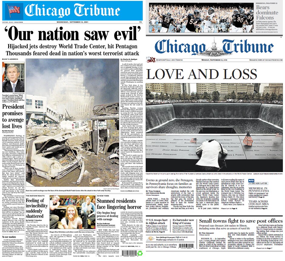 Then and now: September 11 front pages - ABC News