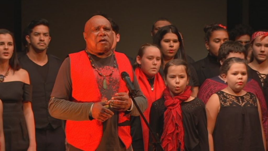Indigenous language honoured as children join legendary songwriter ...