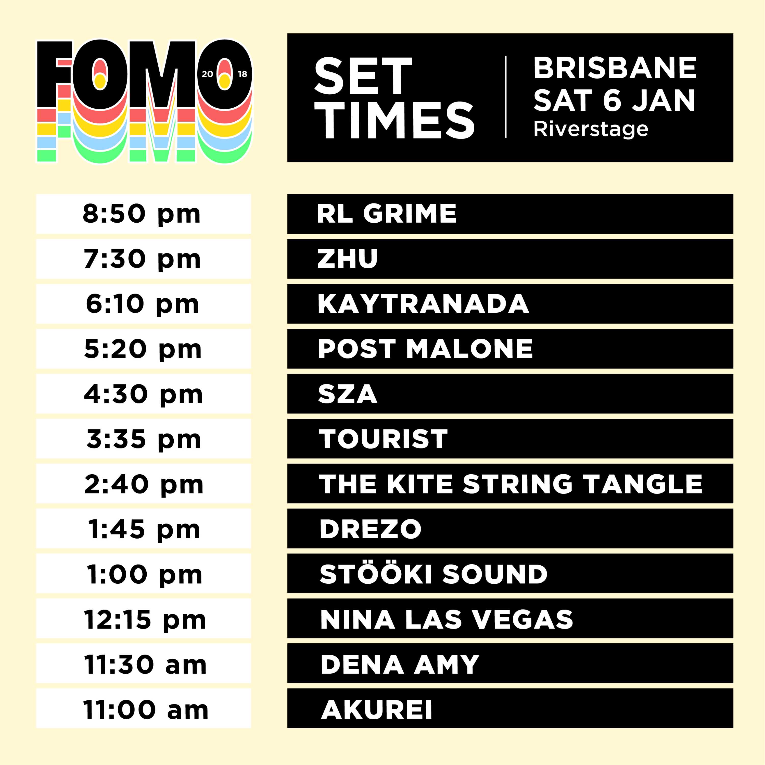 The FOMO 2018 set times are here - triple j