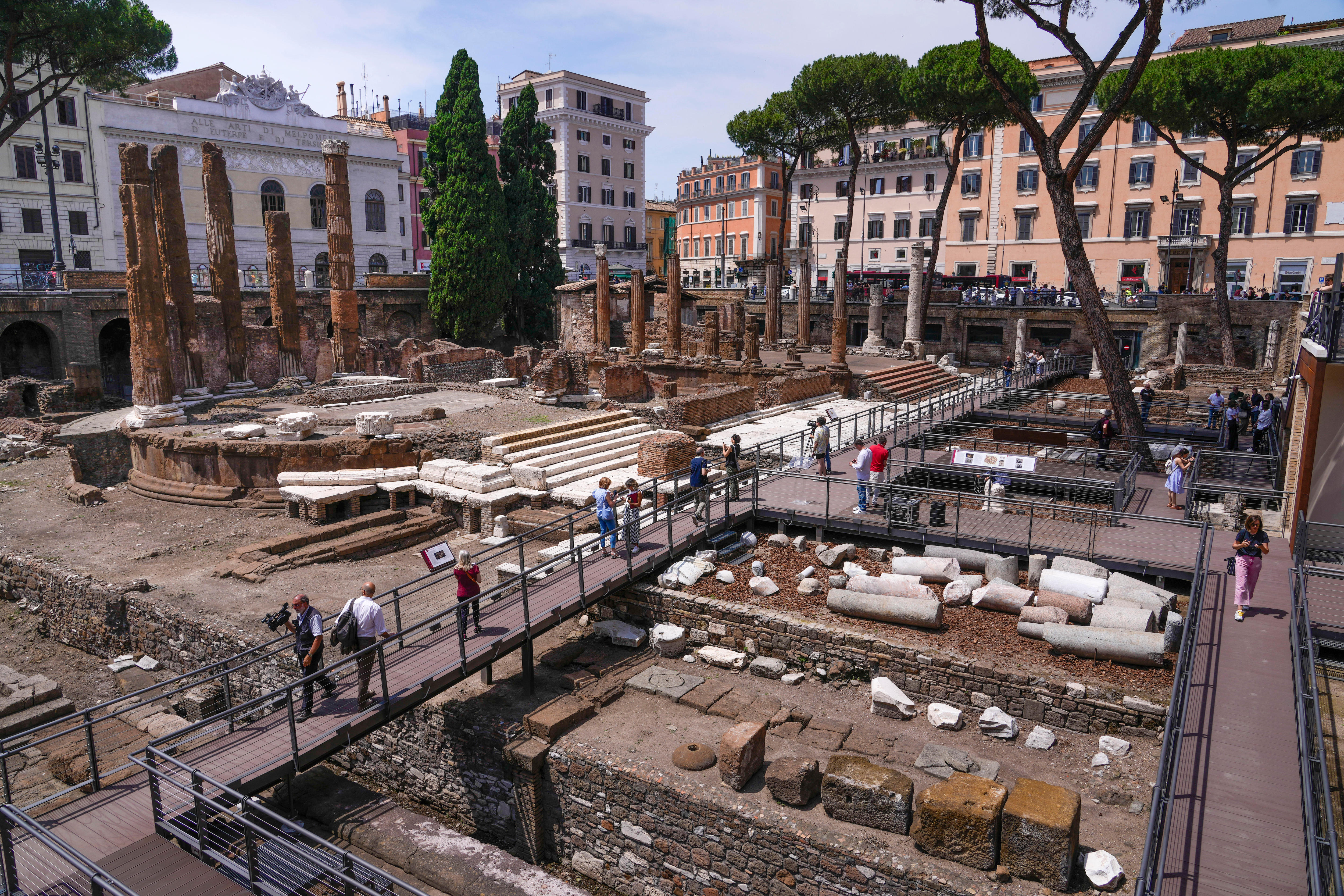 Ancient Roman temple complex, with ruins of building where Julius ...