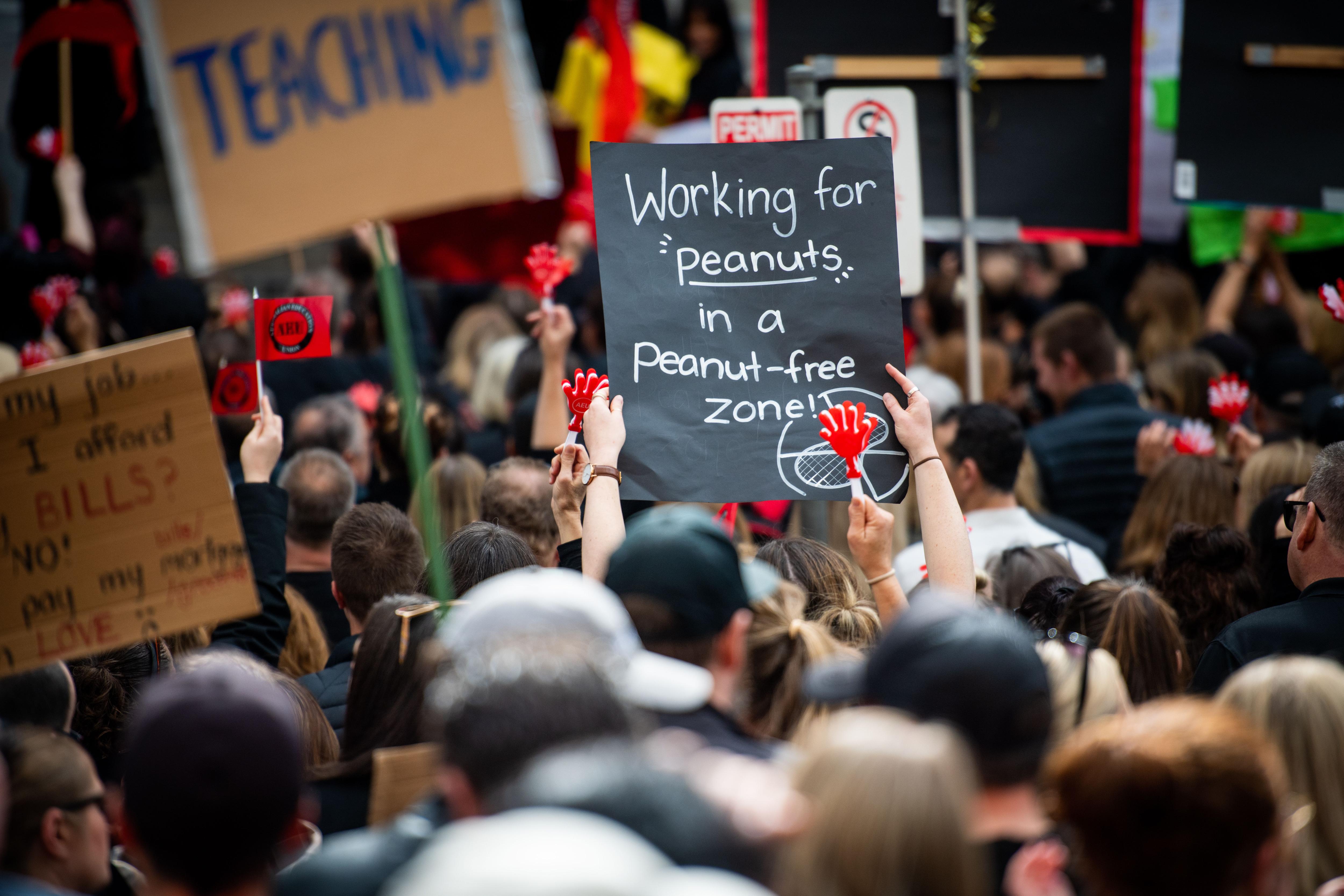 SA public school teachers protest outside Parliament House during ...