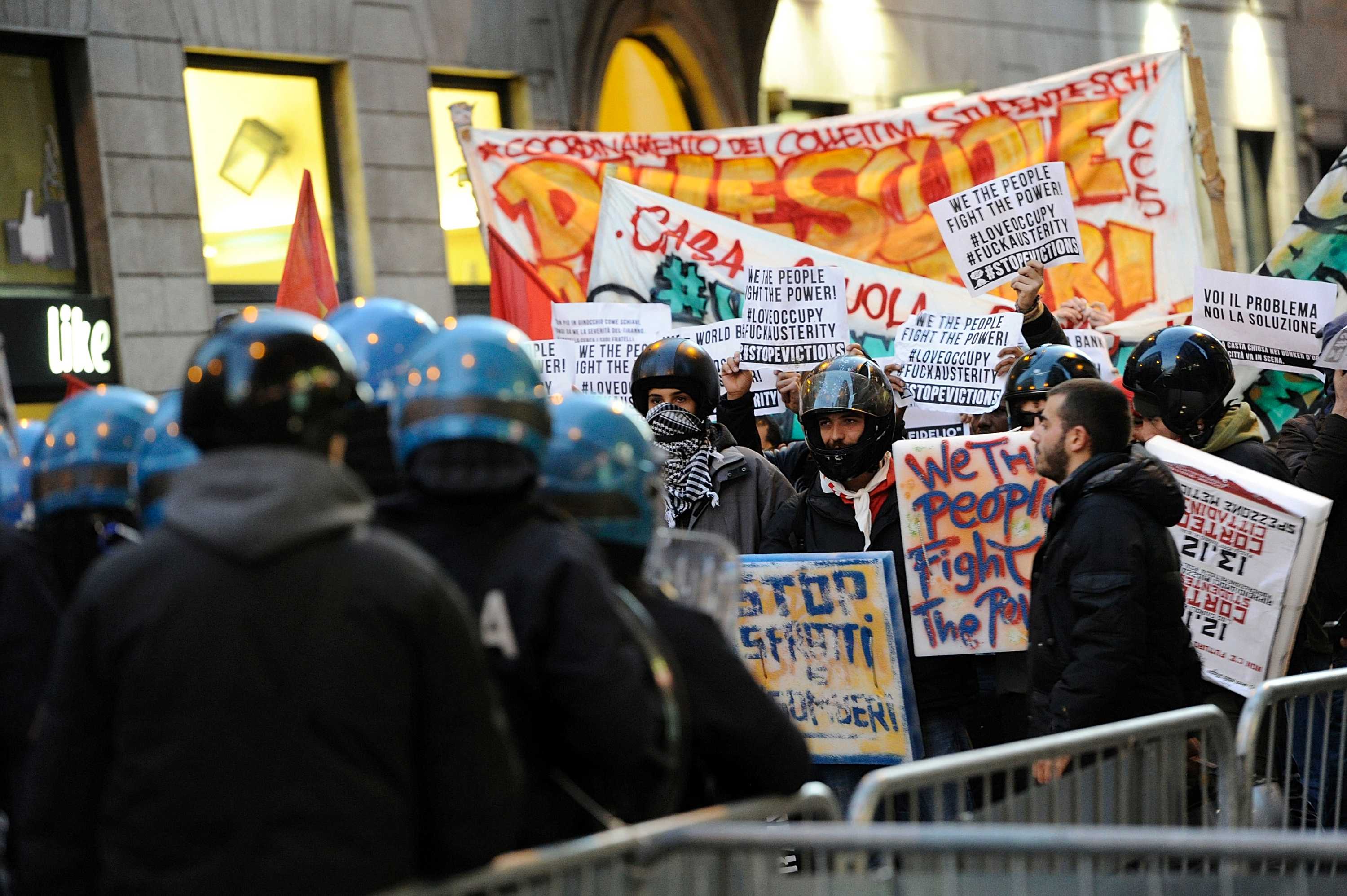 Anti-austerity protesters clash with riot police at glamorous La Scala ...
