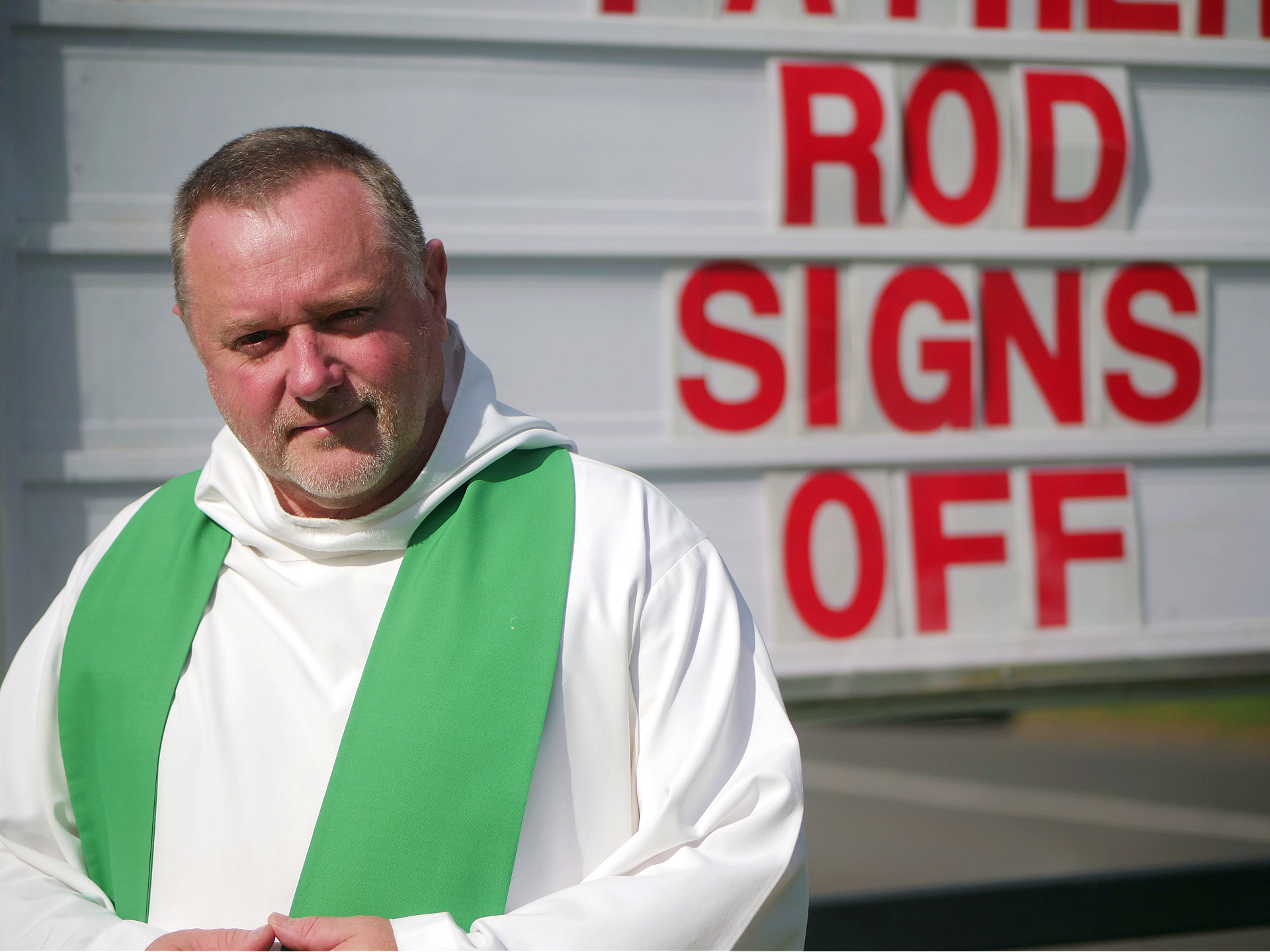 Father Rod Bower, author of politically charged church billboard ...