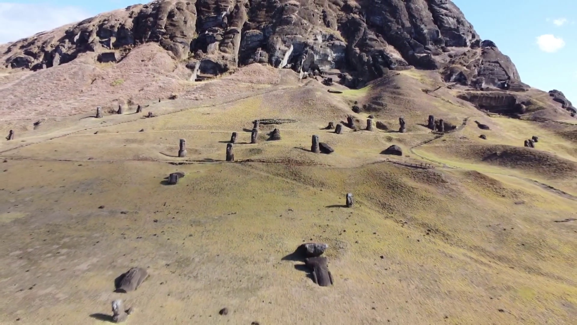 Drone shot of Easter Island Moai - ABC News