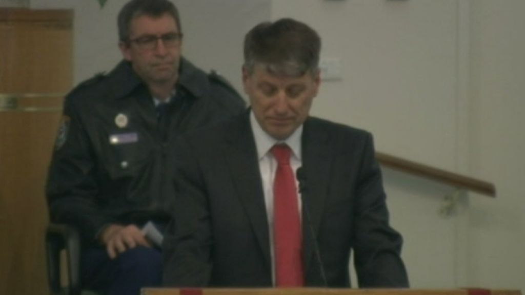 Stephen Fowler reads the eulogy at a memorial service for his son Lucas ...