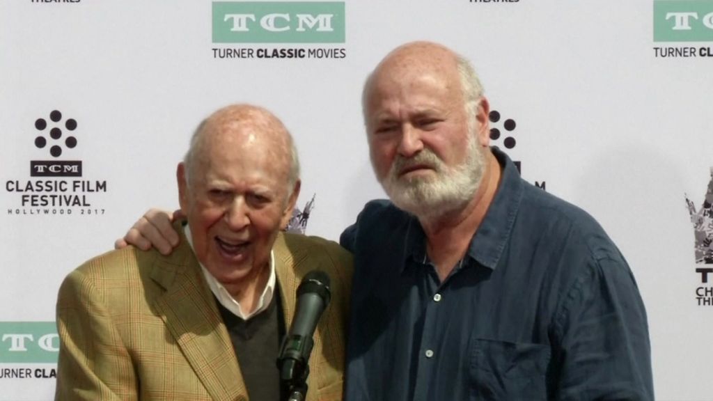 Carl Reiner and his son Rob Reiner at the Hollywood Walk of Fame in ...