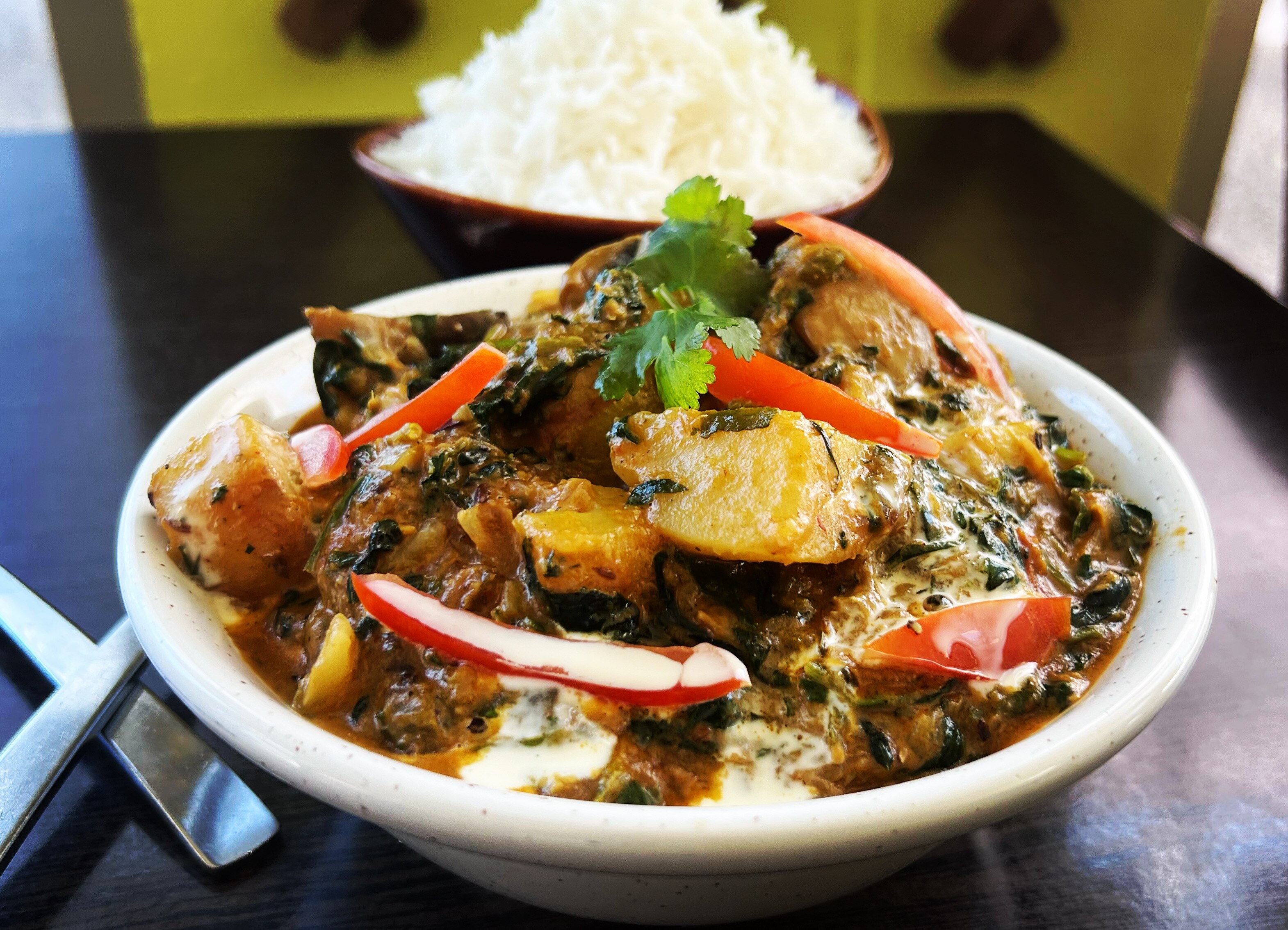 Mushroom, Potato and Spinach curry - ABC Everyday