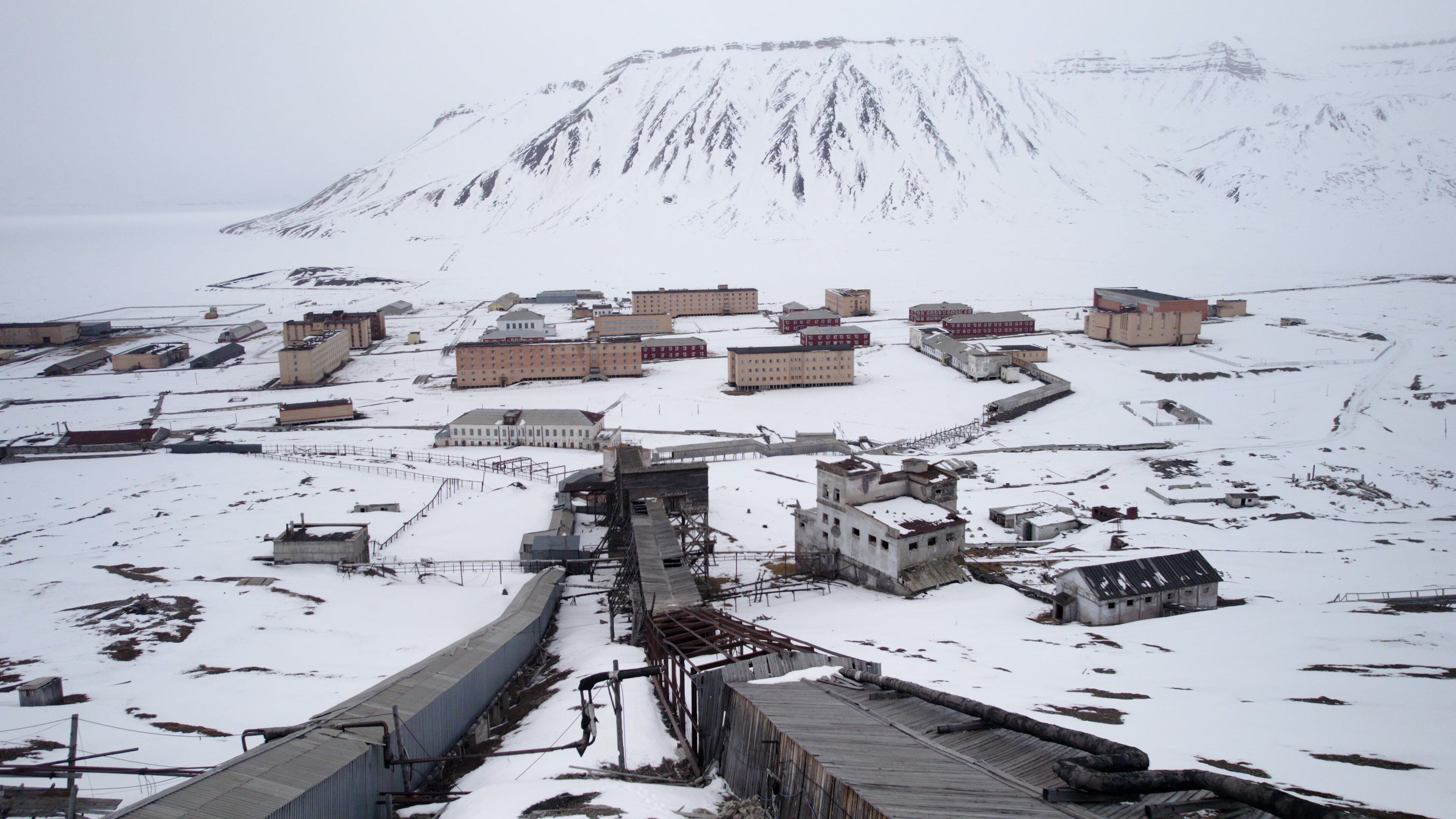 The abandoned Soviet mining outpost of Pyramiden, in Svalbard, Norway ...