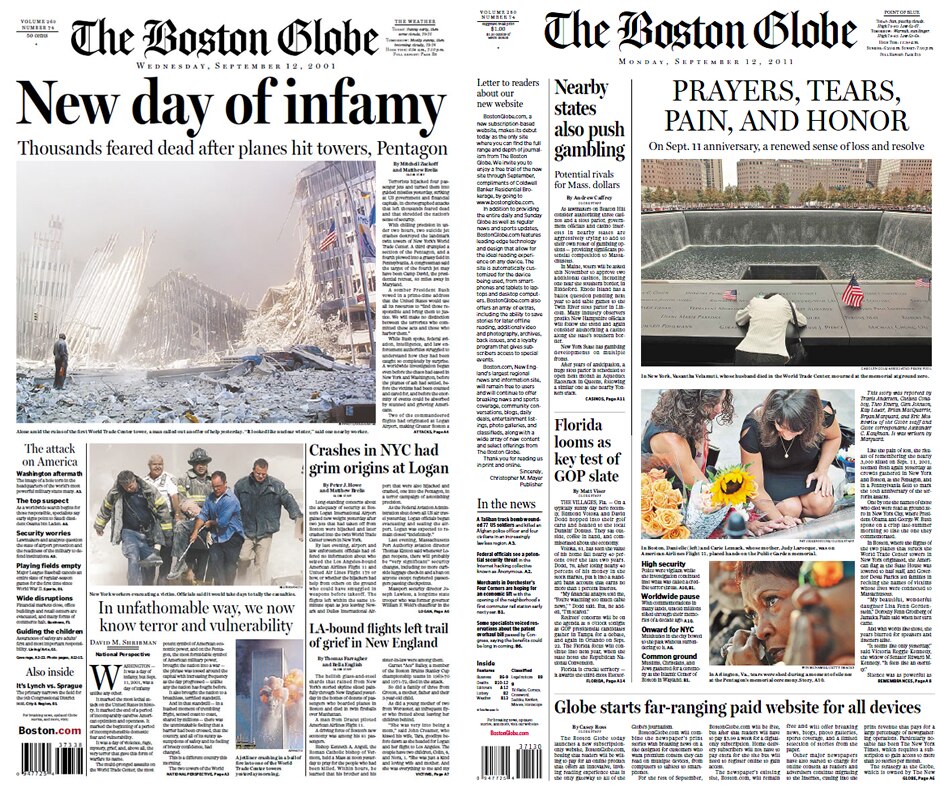 Then and now: September 11 front pages - ABC News