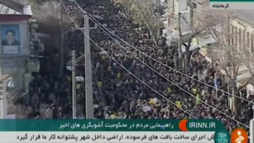 Iranian state TV broadcasts footage of pro-government demonstrations ...