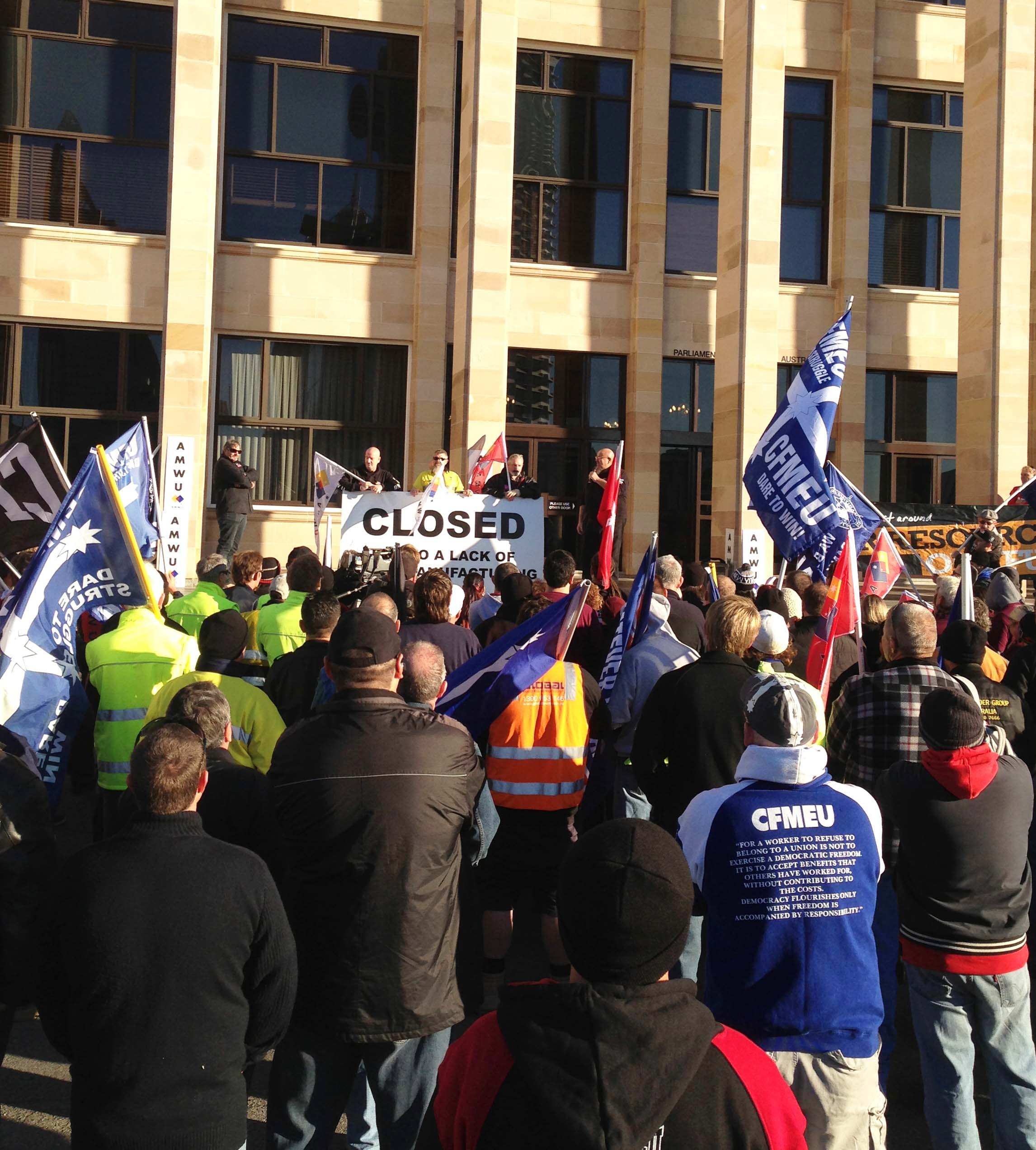 Unionists protest against potential loss of jobs - ABC News