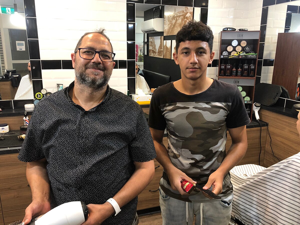 Syrian barber and 14-year-old son talk school holiday jobs and Aussie ...