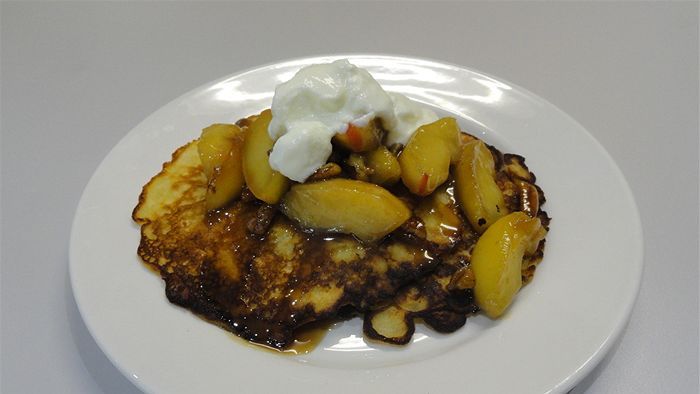 Apple Bircher Pancakes with Butterscotch Apples - ABC Everyday