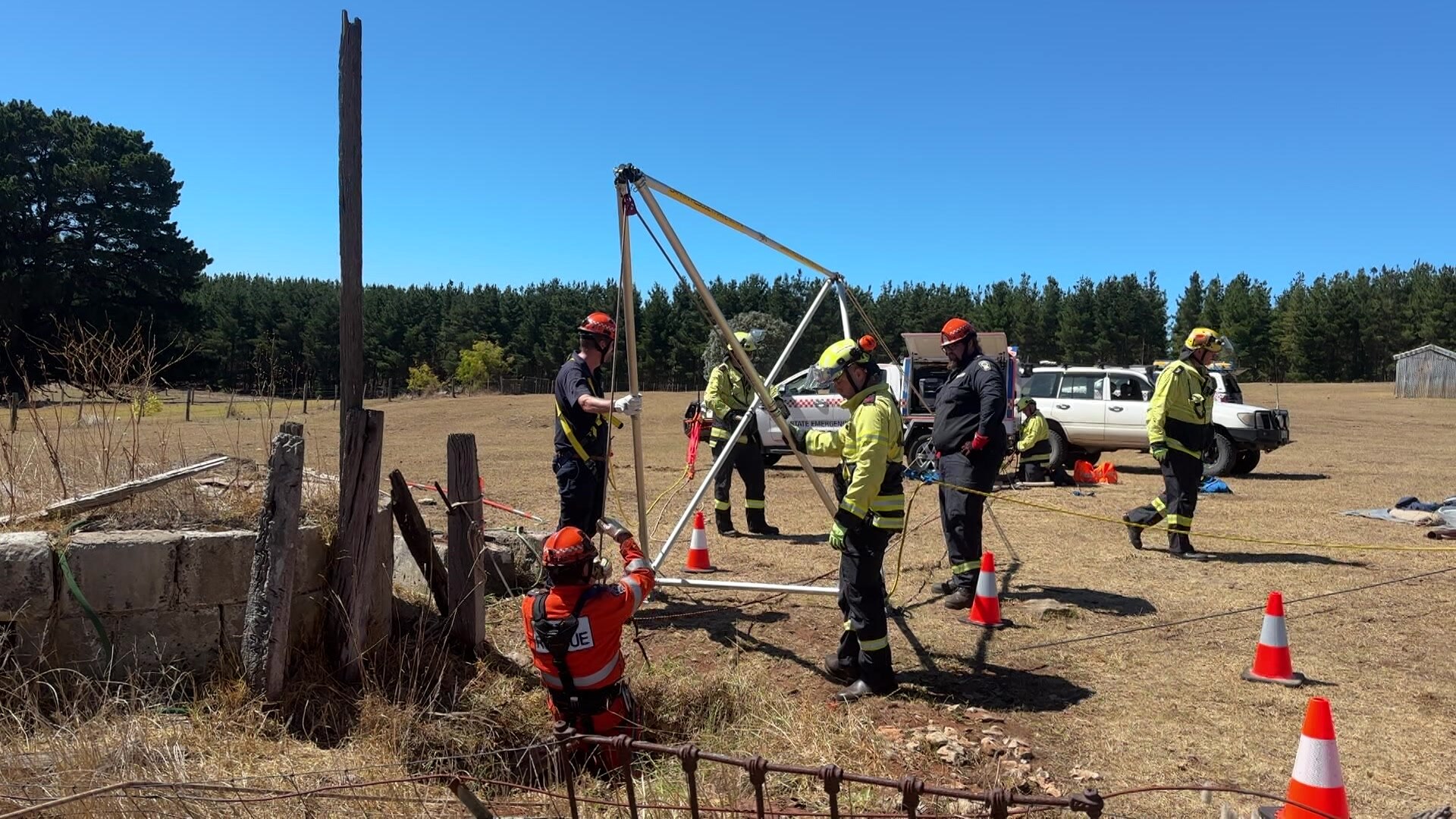 Emergency services rescue calf stuck down a well at Yahl, near Mount ...
