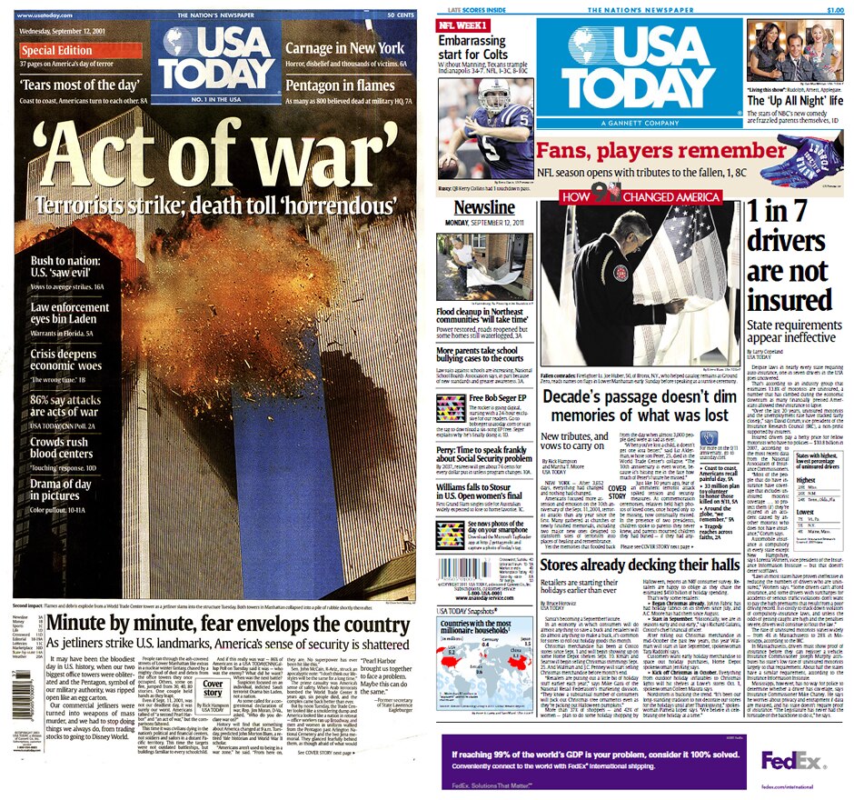 Then and now: September 11 front pages - ABC News