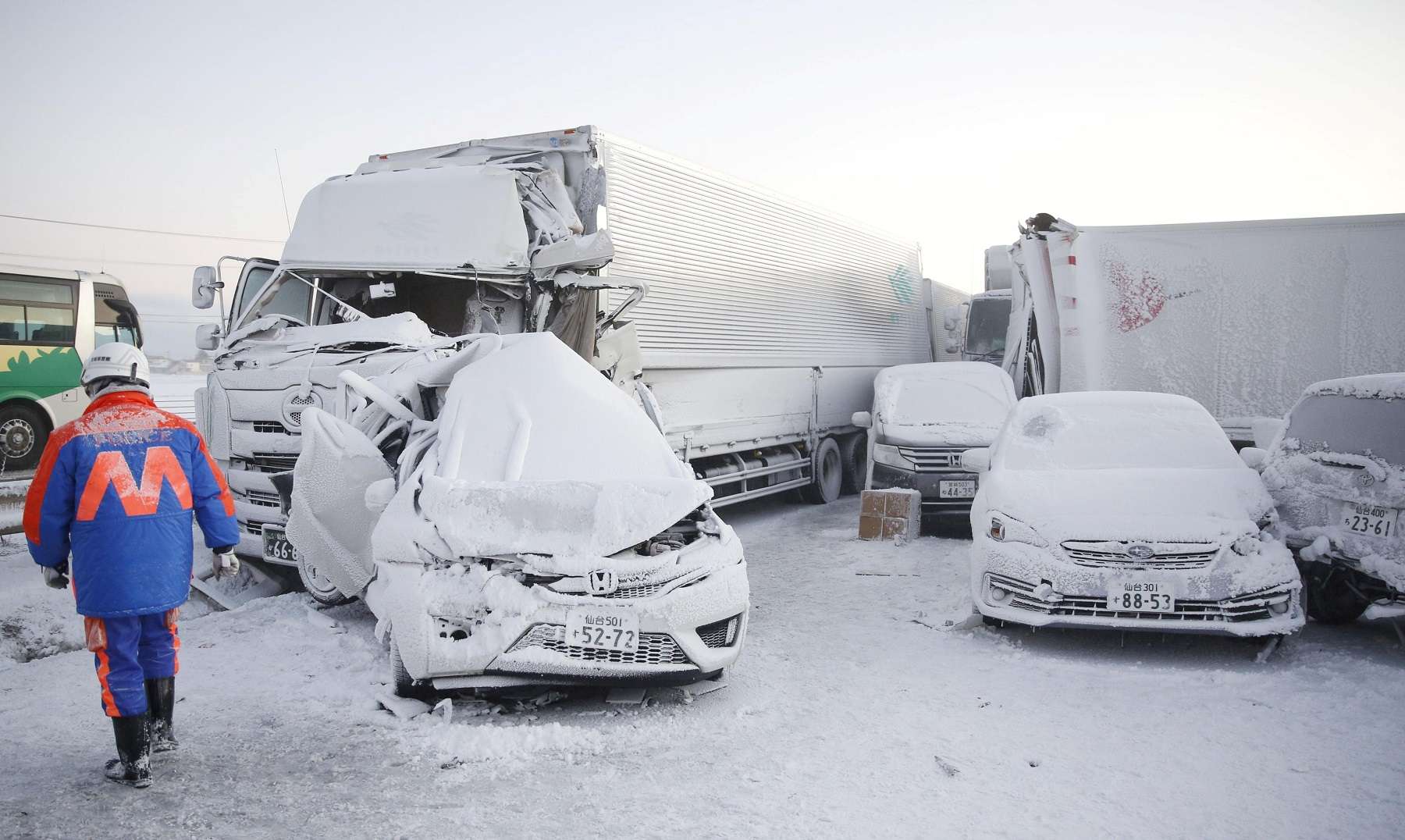 More than 130 vehicles involved in crash during blizzard on Japanese ...