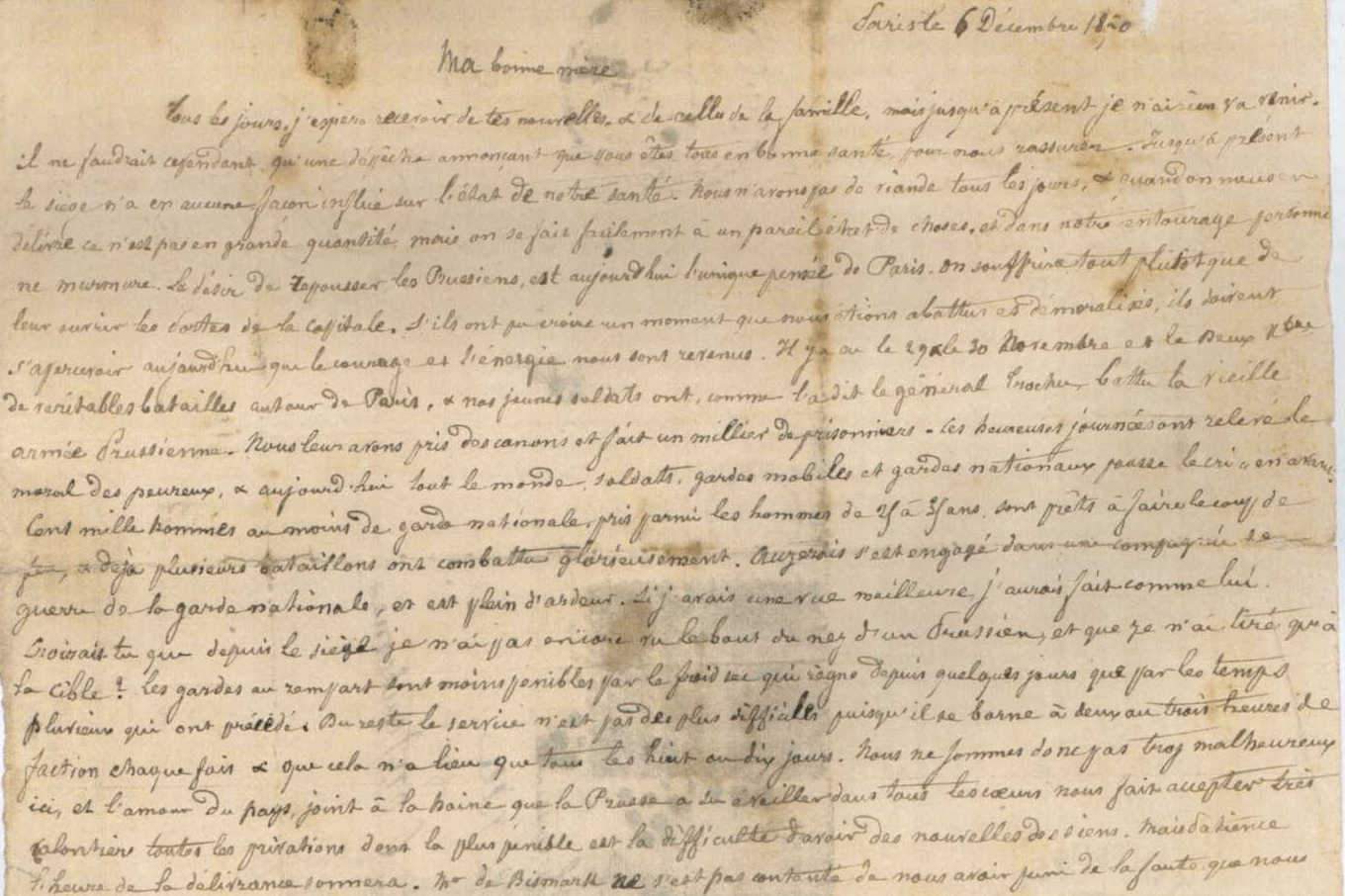Letter flown by balloon out of besieged Paris in 1870 discovered in ...