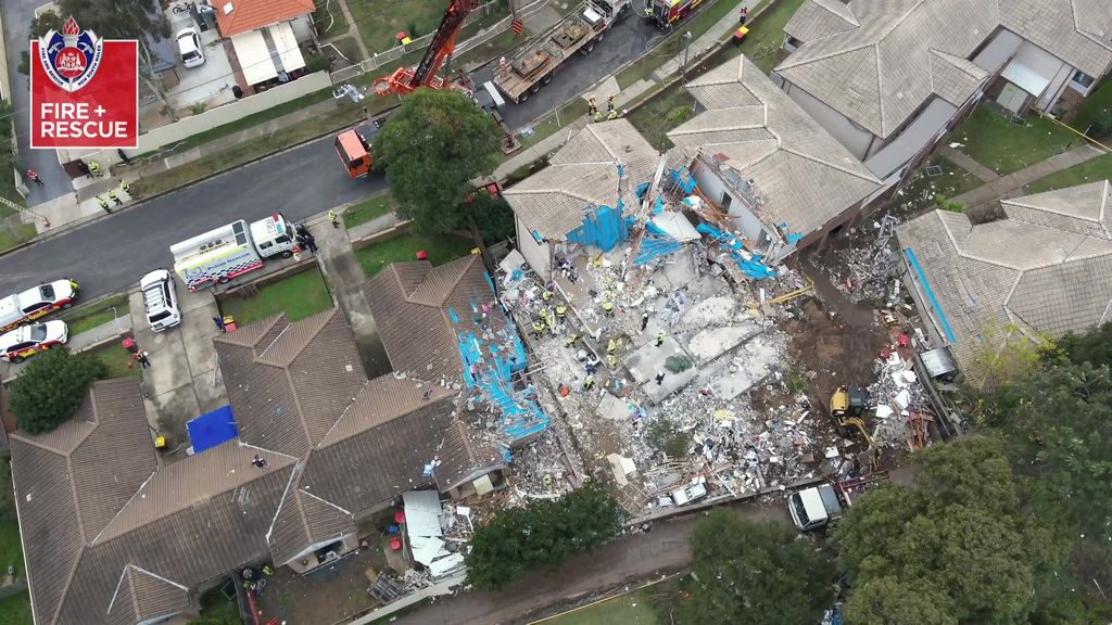 Drone footage of house in Whalan destroyed in explosion. - ABC News