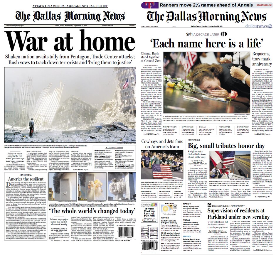 Then and now: September 11 front pages - ABC News