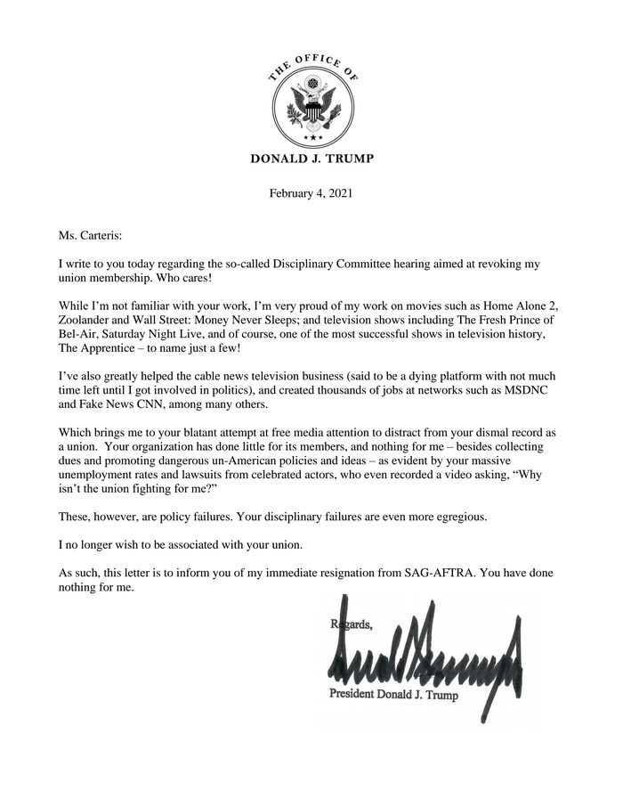 Donald Trump resigns from Screen Actors Guild after union threatens to ... Donald Trump resigns from Screen Actors Guild after union threatens to ...
