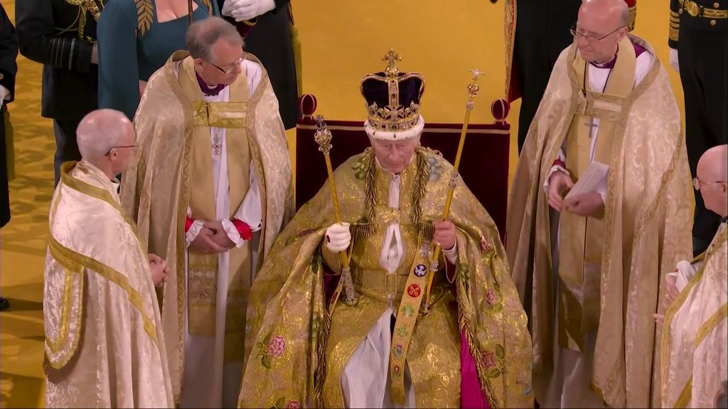 King Charles III is enthroned before Westminster Abbey - ABC News