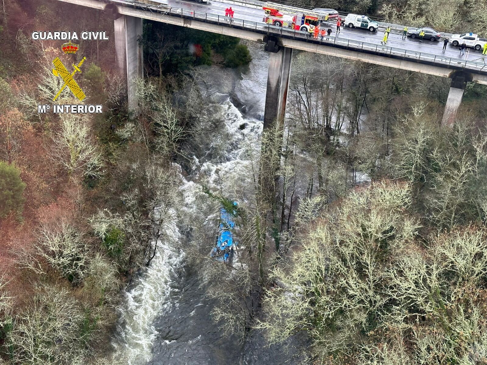 Seven dead and two injured after bus falls off bridge and plunges into ...