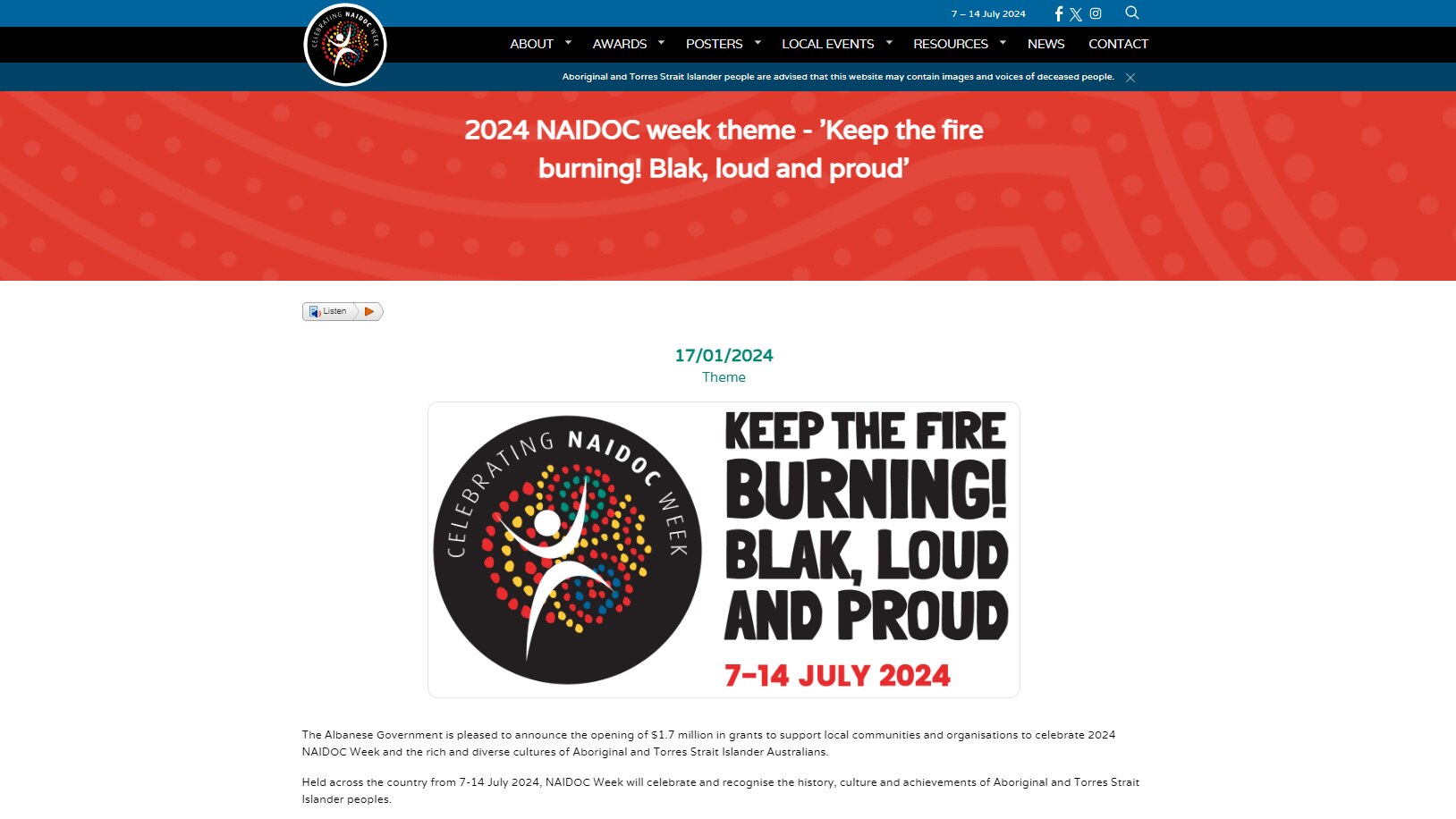 NAIDOC Week 2024: Keep the Fire Burning! Blak, Loud and Proud - ABC ...